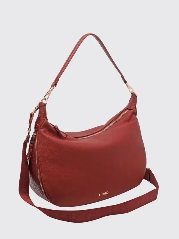 Liu Jo Grained Faux Leather Hobo Bag With Monogram Logo - Red