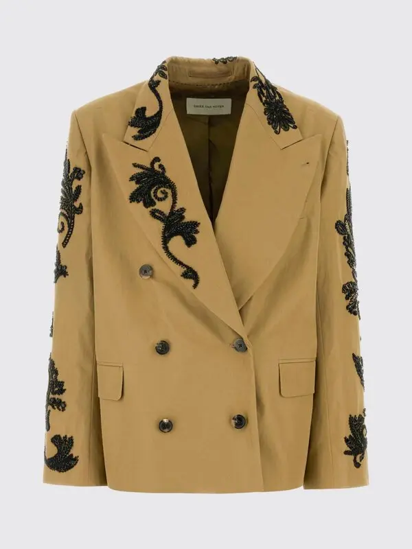 Dries Van Noten Embroidered Cotton Double Breasted Blazer