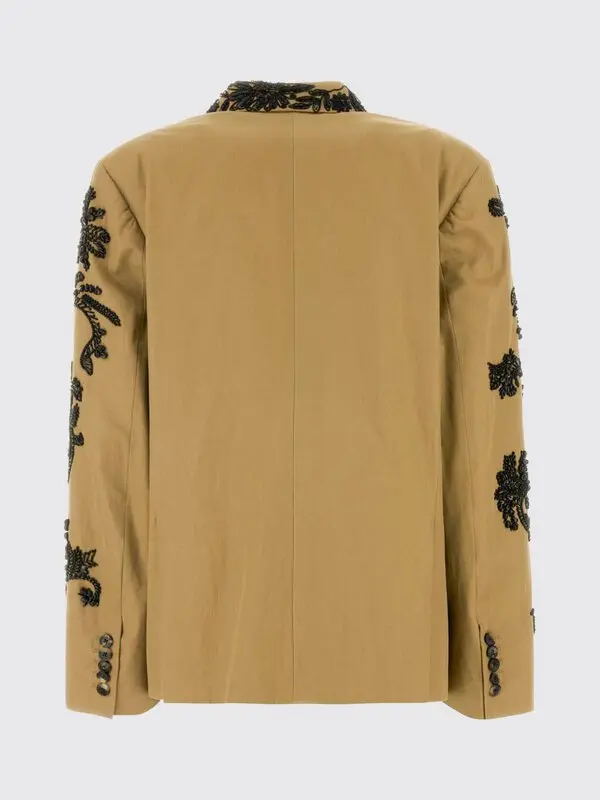 Dries Van Noten Embroidered Cotton Double Breasted Blazer