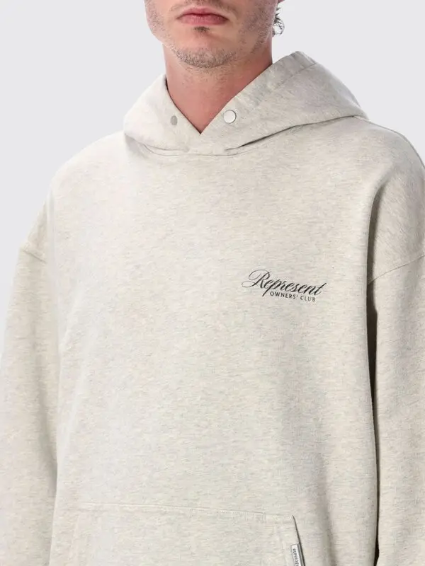 REPRESENT Embroidered Logo Hoodie - Cream