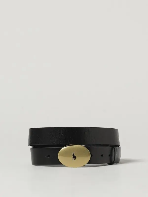 Polo Ralph Lauren Leather Belt With Gold Tone Buckle