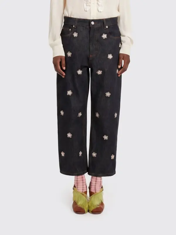Marni Denim Jeans With Floral Embroidery