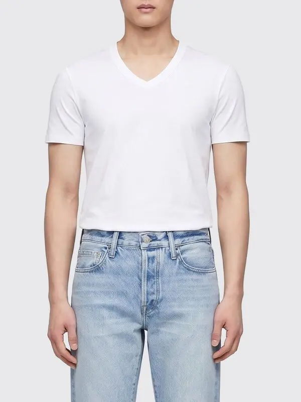 TOM FORD Slim Fit V-neck T-shirt In Stretch Cotton - White