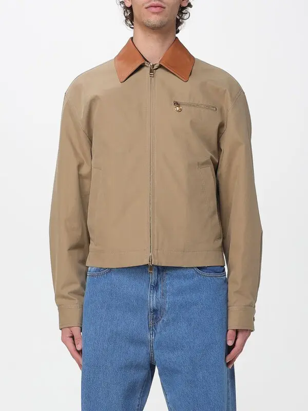 Versace Zip-up Jacket With Leather Collar