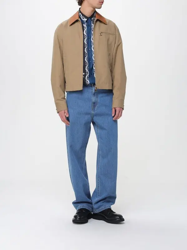 Versace Zip-up Jacket With Leather Collar