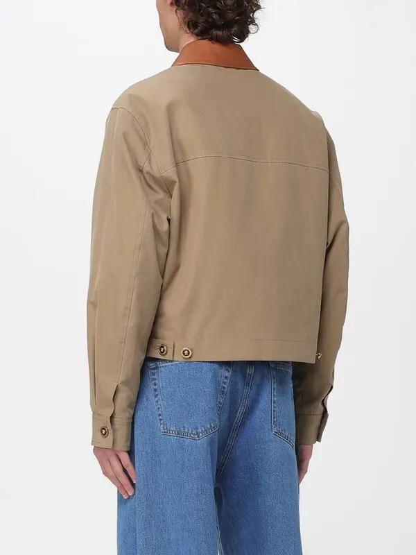 Versace Zip-up Jacket With Leather Collar