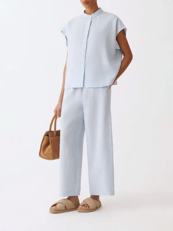 Fabiana Filippi Linen Cropped Trousers - Gnawed Blue