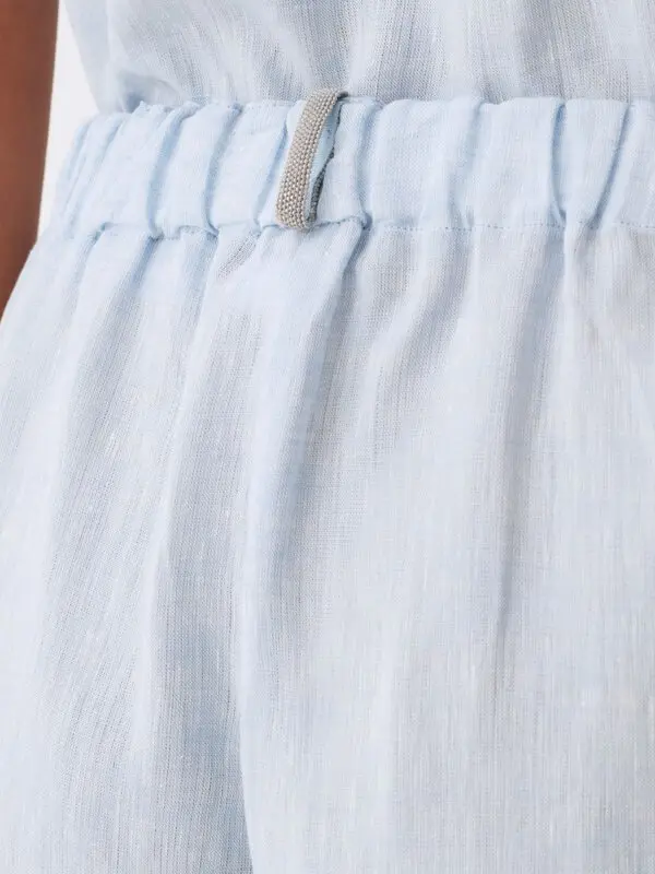 Fabiana Filippi Linen Cropped Trousers - Gnawed Blue