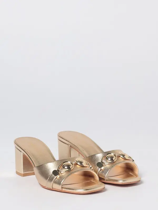 TWINSET Laminated Leather Mules - Grey