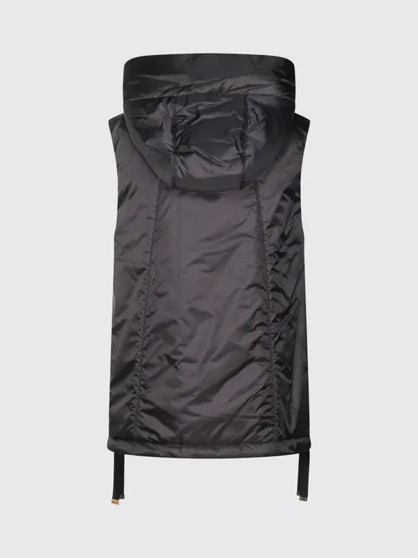 Max Mara Padded Technical Fabric Vest With Hood And High Neck - Black