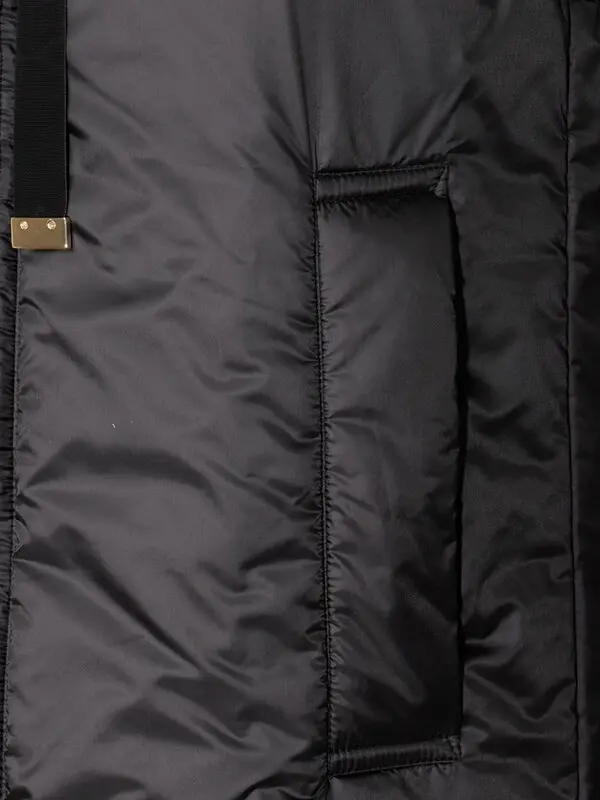 Max Mara Padded Technical Fabric Vest With Hood And High Neck - Black