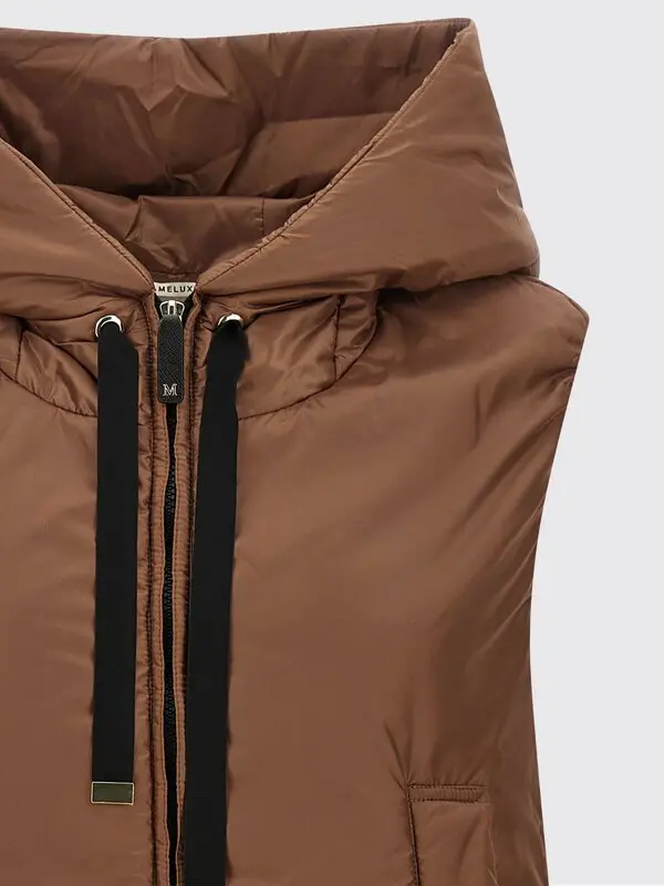 Max Mara Padded Technical Fabric Vest With Hood - Brown