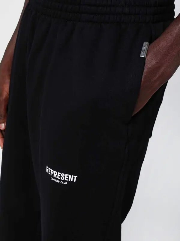 REPRESENT Cotton Jogging Pants With Drawstring Waist And Contrast Logo - Black 1