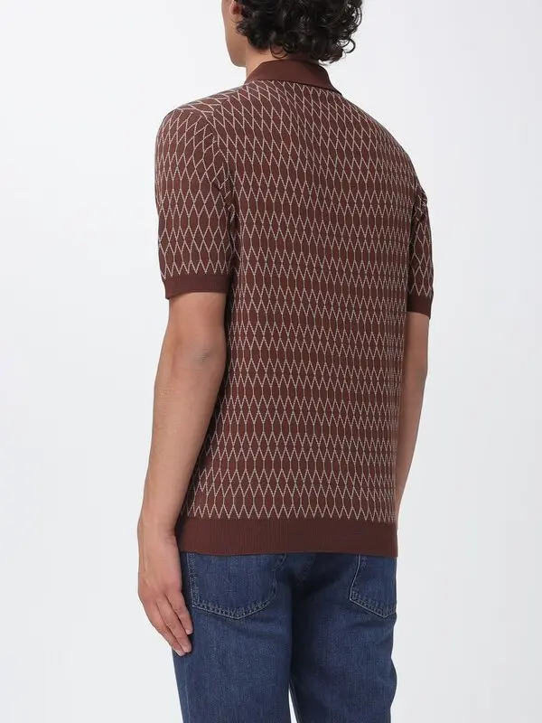 ZANONE Diamond Pattern Cotton Knit Polo Shirt