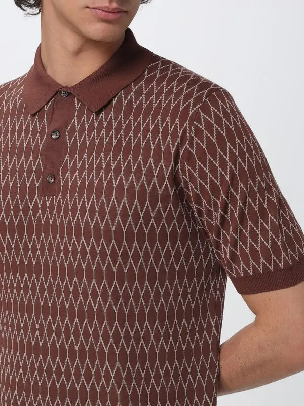 ZANONE Diamond Pattern Cotton Knit Polo Shirt