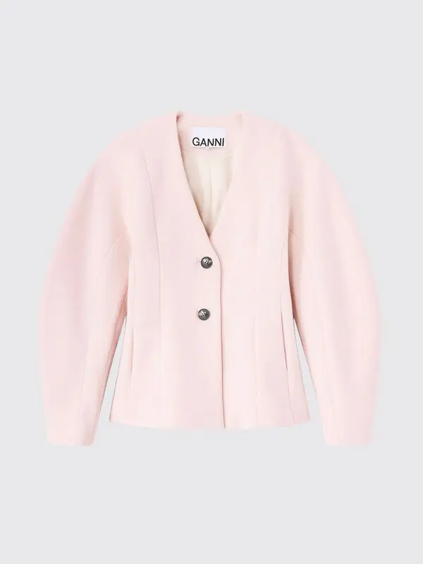 GANNI Wool Single Breasted Blazer