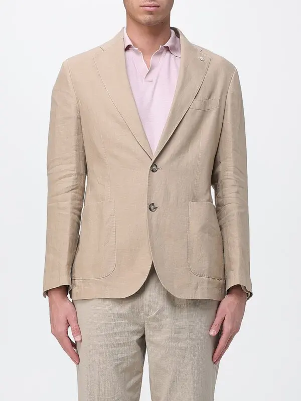 MANUEL RITZ Single Breasted Linen Blazer - Beige