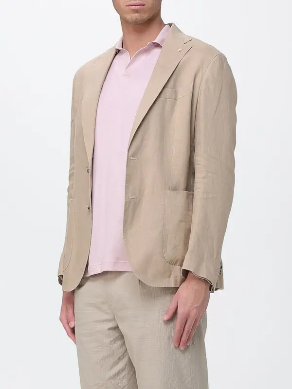 MANUEL RITZ Single Breasted Linen Blazer - Beige