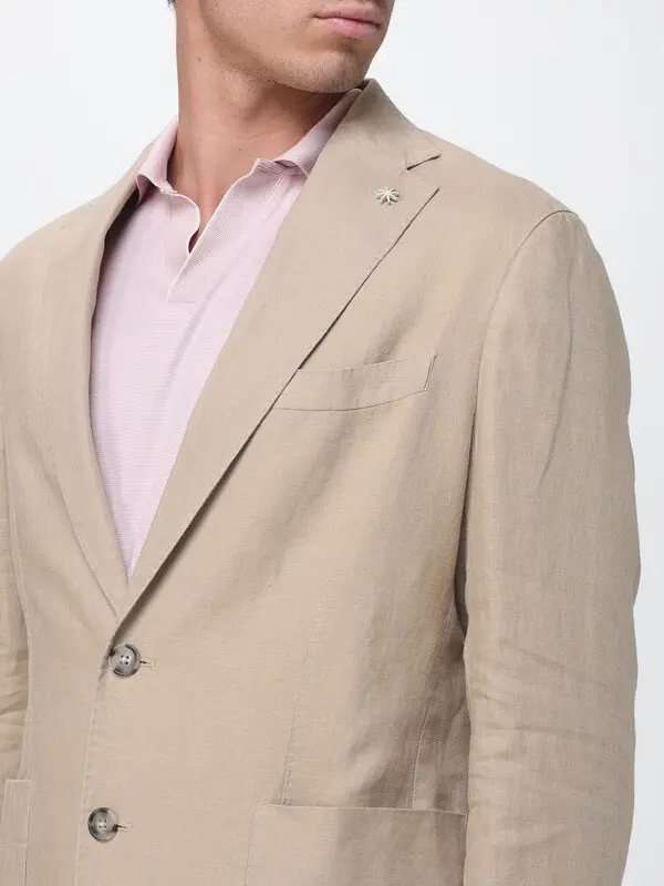 MANUEL RITZ Single Breasted Linen Blazer - Beige