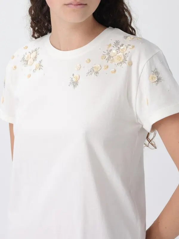 TWINSET Cotton T-shirts With Flowers