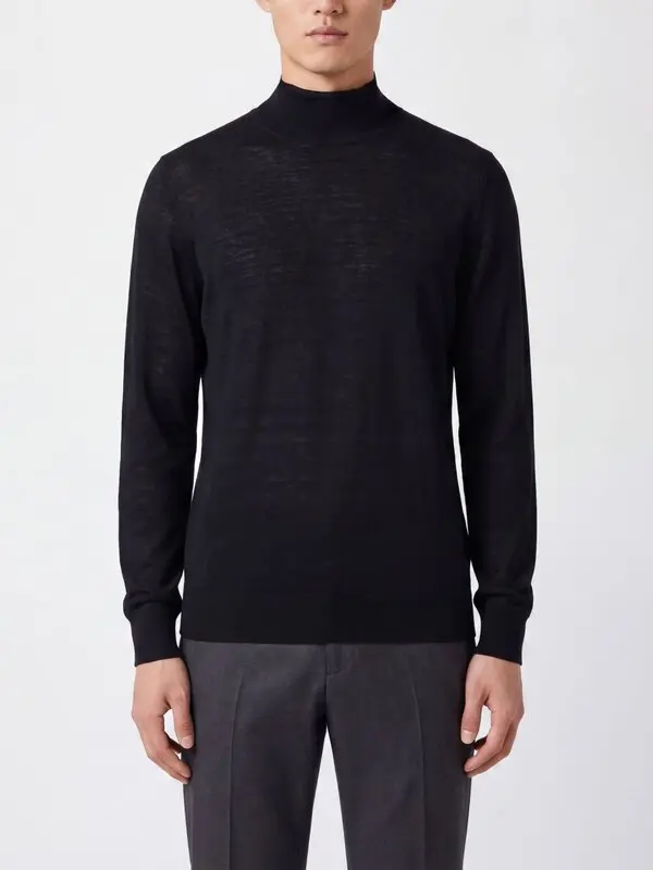 Brunello Cucinelli Silk And Cotton Mock Neck Sweater - Blue