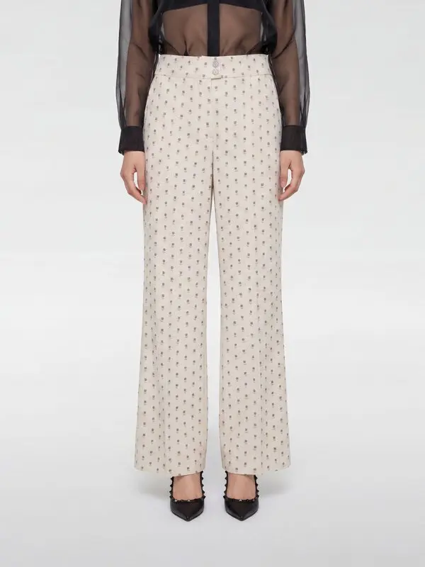 Valentino Garavani Geometric Cotton Blend Palazzo Trousers