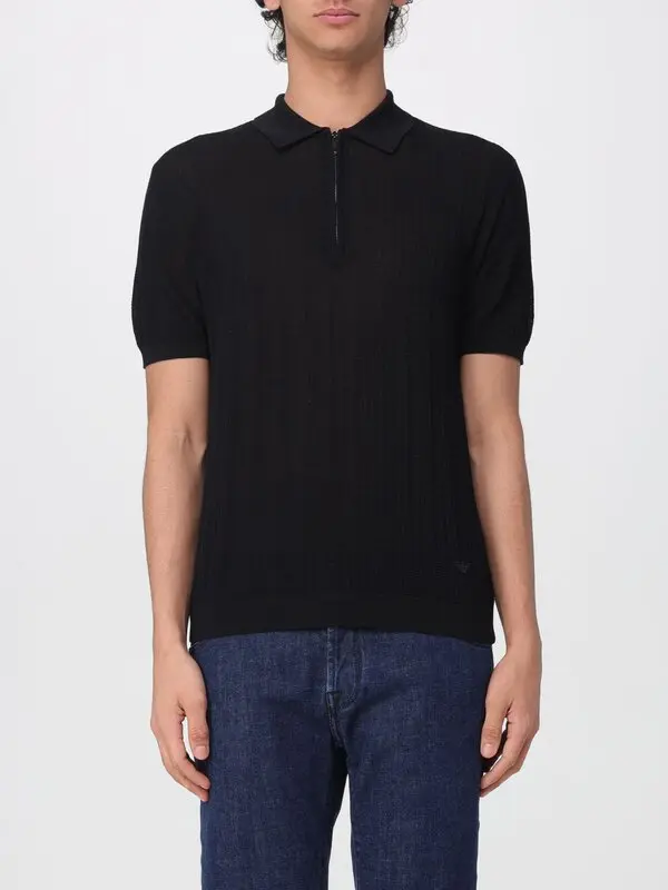 Emporio Armani Knitted Polo Shirt - Black
