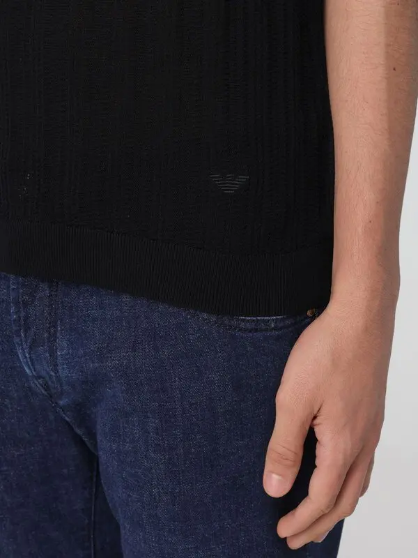 Emporio Armani Knitted Polo Shirt - Black