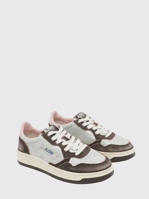 AUTRY Medalist Low Super Vintage Leather And Suede Sneakers With Worn Effect - Brown
