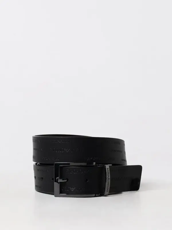 Emporio Armani Leather Belt With Pin Buckle - Black