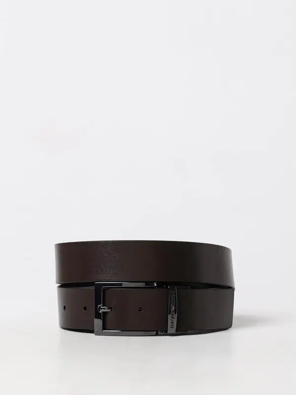 Emporio Armani Leather Belt With Pin Buckle - Black
