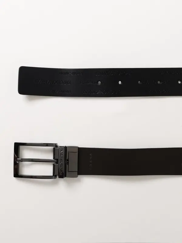 Emporio Armani Leather Belt With Pin Buckle - Black