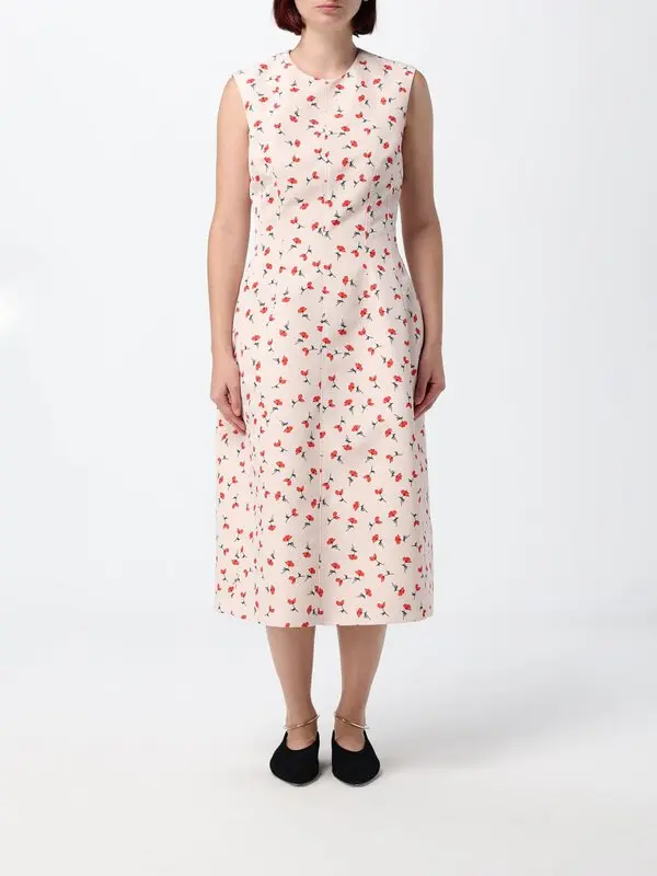JIL SANDER Sleeveless Floral Midi Dress