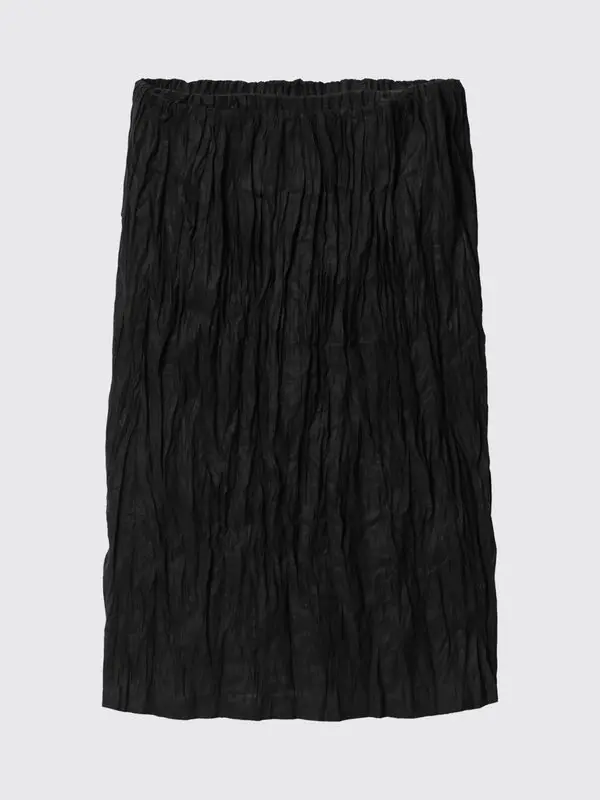 TOTEME High-waisted Crinkled Linen Midi Pencil Skirt - Black