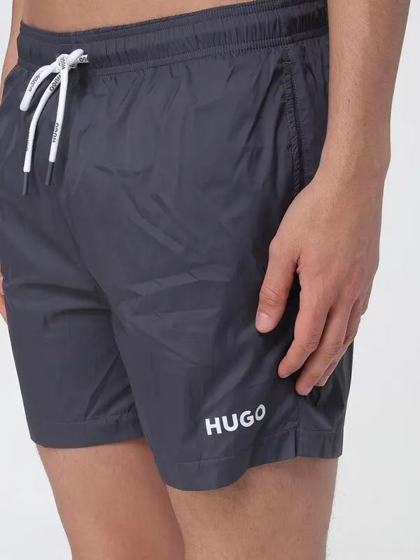 Hugo Polyester Boxer Swim Trunks - Grey