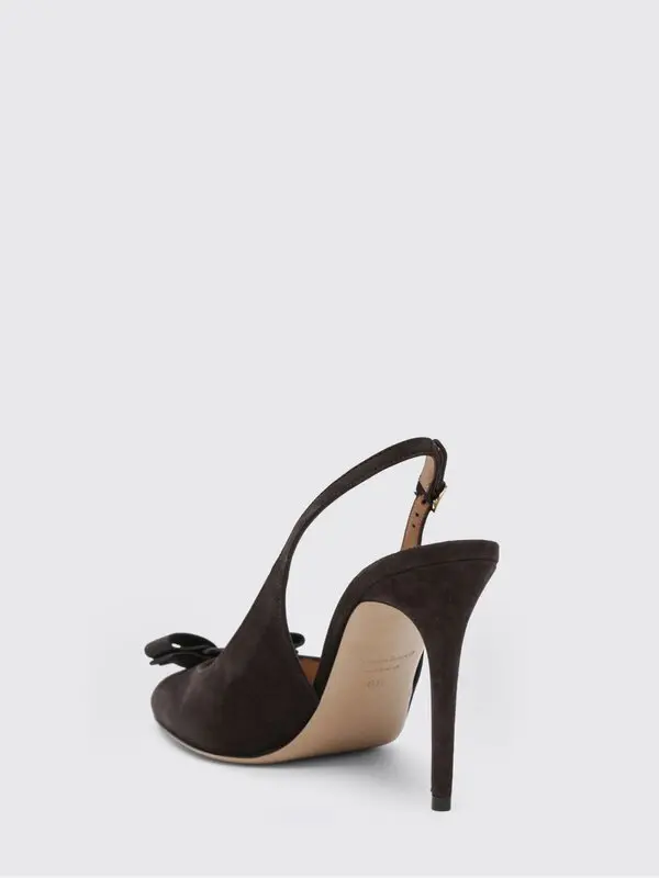 FERRAGAMO Suede Slingback Pumps With Vara Bow