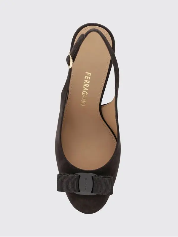FERRAGAMO Suede Slingback Pumps With Vara Bow