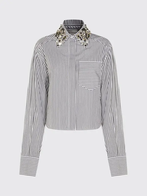 Sportmax Striped Shirt With Jewel Collar