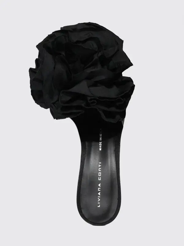 Liviana Conti Wanda Satin Mules With Floral Appliqu