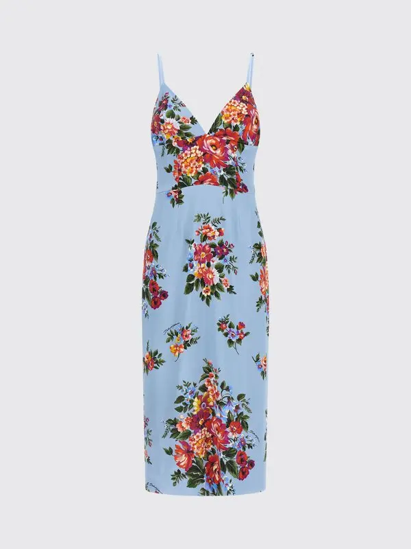 Dolce & Gabbana Floral Stretch Viscose Satin Midi Dress