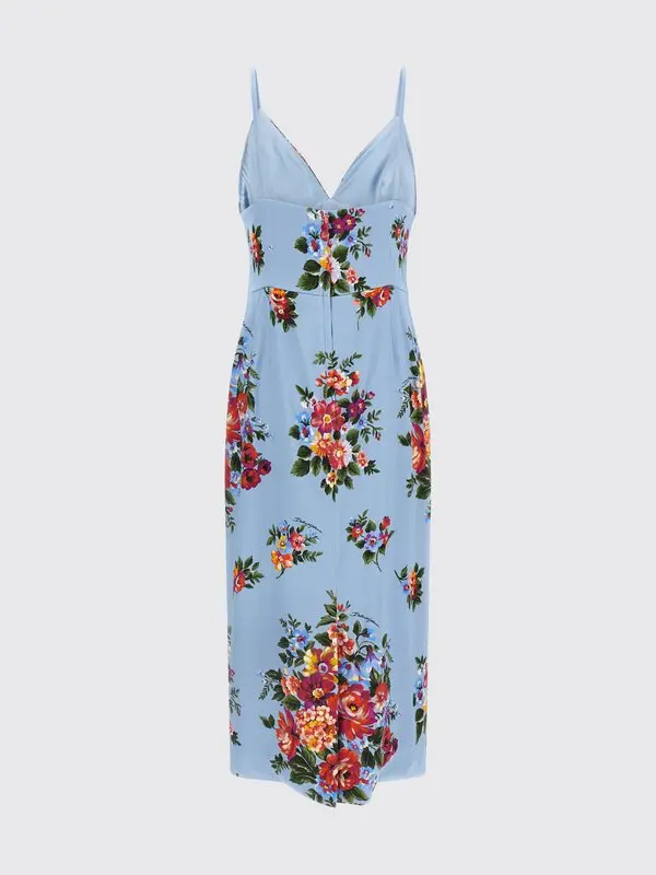 Dolce & Gabbana Floral Stretch Viscose Satin Midi Dress