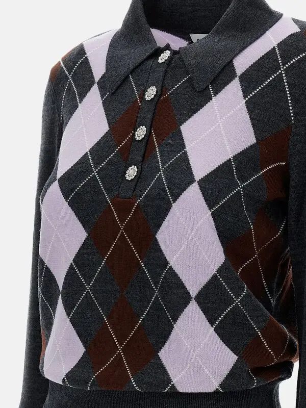 SELF-PORTRAIT Argyle Polo Shirt