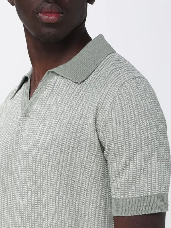 Hugo Cotton And Linen Knit Polo Shirt - Green