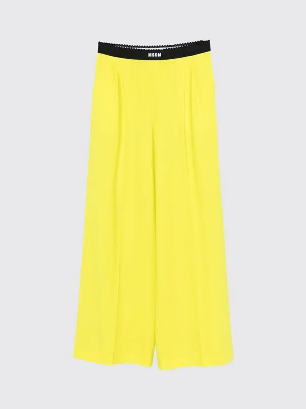 MSGM Wide-leg Palazzo Pants - Lime