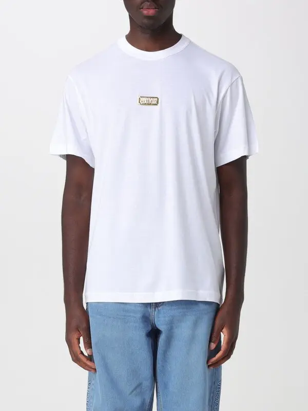 Versace Oversize Cotton T-shirt With Logo - White