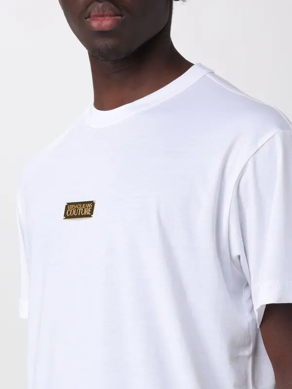 Versace Oversize Cotton T-shirt With Logo - White