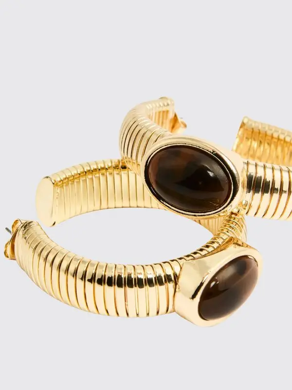 Liviana Conti Tabita Brass Hoop Earrings With Stone Appliques