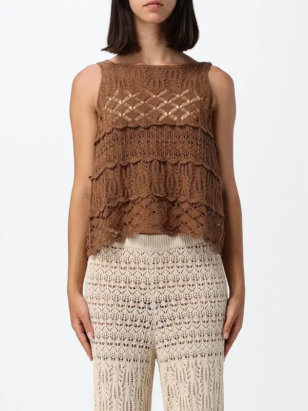 SEMICOUTURE Sleeveless Crochet Top