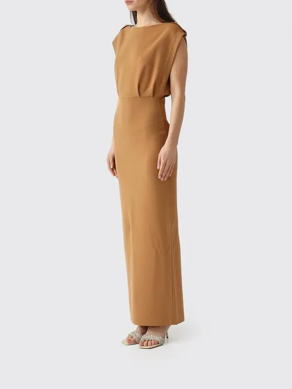 Elisabetta Franchi Long Crêpe Dress - Beige