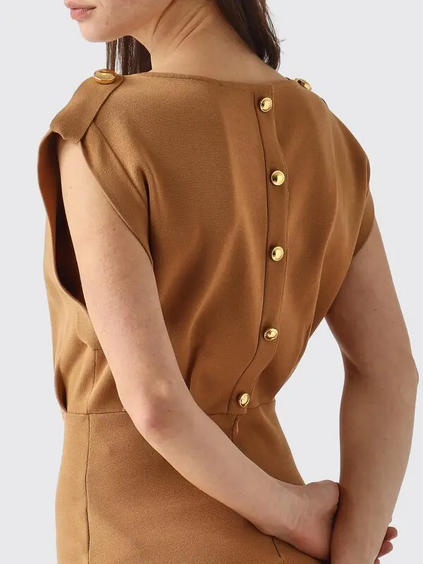 Elisabetta Franchi Long Crêpe Dress - Beige